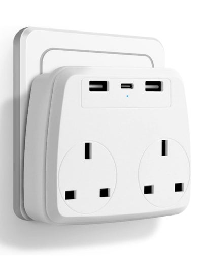 Multi Plug Extension Power Adapter with 2 USB, Double Extender Wall ...