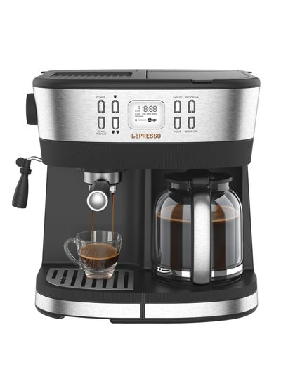 Dual Coffee Machine Brew Drip Coffee & Espresso Machine with Milk ...