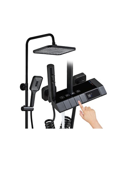 Black Shower System with LED Digital Display Shower Faucet Set Wall ...