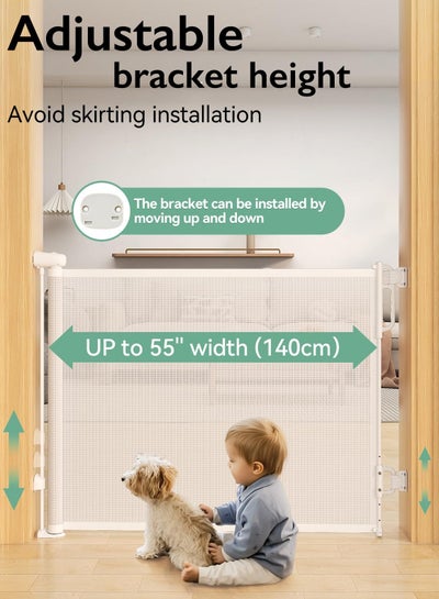 Retractable & Extendable Baby Safety Gate, Adjustable Mesh Child Gate ...