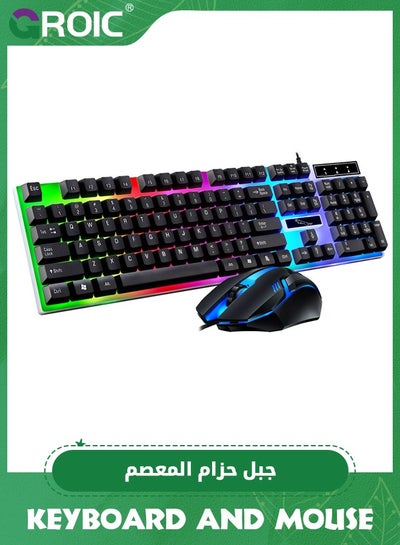 Black Gaming Keyboard and Mouse Wired 60 Percent Keyboard Portable ...