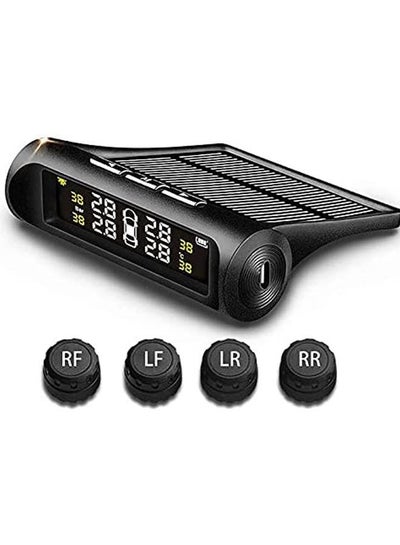 Tire Pressure Monitor, Solar Wireless Auto Car TPMS Tyre Monitoring System with 4 External ...