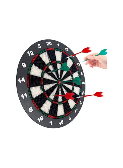 Safety Dart Board Set, 16.3 Inch Soft Rubber Board, Game with 6 Tip ...