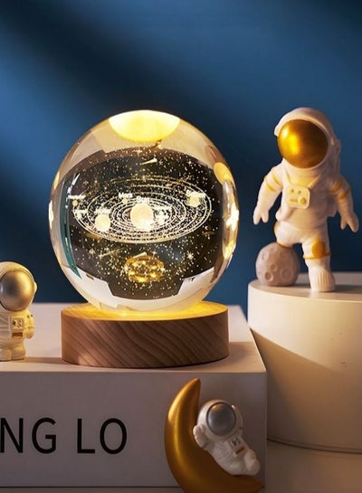 3D LED Crystal Ball,Clear 80mm (3.15 inch) Solar System Glass Ball With ...