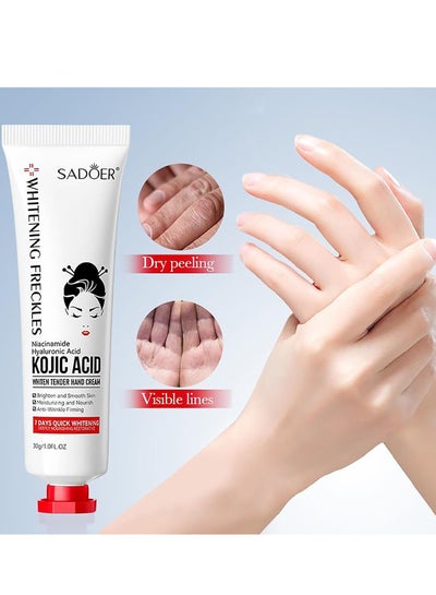 Kojic Acid Whitening Hand Cream - Fades Freckles, Dark Spots with ...