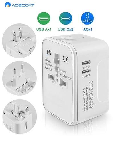 Travel Adapter Worldwide Universal Travel Plug with 2 USB-C ...