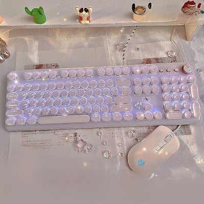 Retro Crystal Clear Mechanical Keyboard for Typing White Ice [White ...