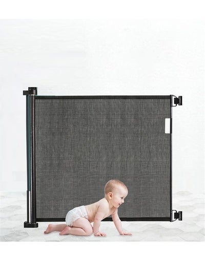 Retractable and adjustable mesh safety gate to protect children for the ...