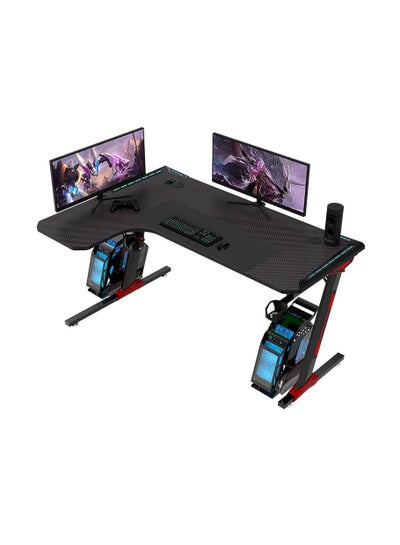 Gaming Table with Carbon Fiber Computer Desk with LED Lights RGB ...
