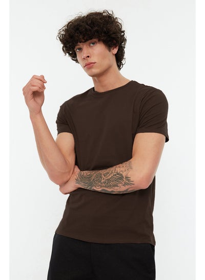 سعر Dark Brown Basic Slim Fit 100% Cotton Short Sleeve Crew Neck T-Shirt TMNSS19BO0001 فى مصر ...
