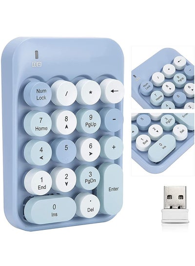Wireless Numeric Keypad Retro Style Round Keycaps 18 Keys Portable Number Keyboard with USB ...