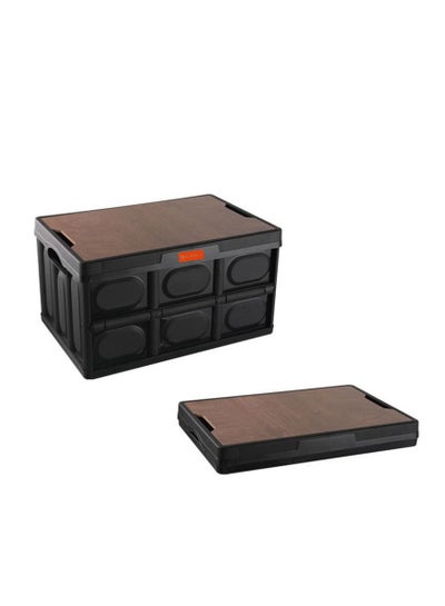 Collapsible Storage Bin With Wood Lids and Waterproof Insert, 55L ...