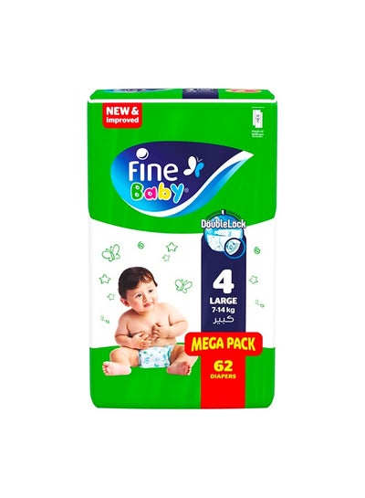 Fine Baby Diapers, Size 4, Large, 7-14 kg, Mega Pack, 62 Diapers price ...