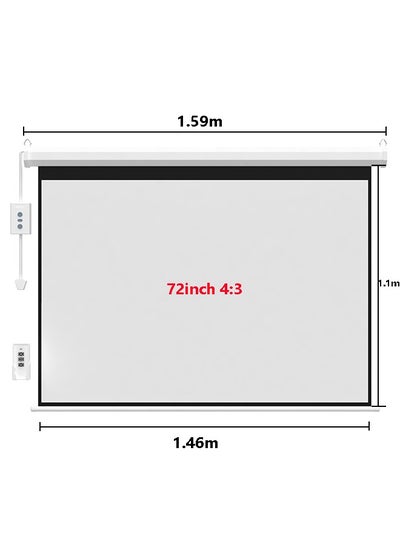 72 Inch 4:3 Wall Mount Electric Projector Screen Motorized Projection ...