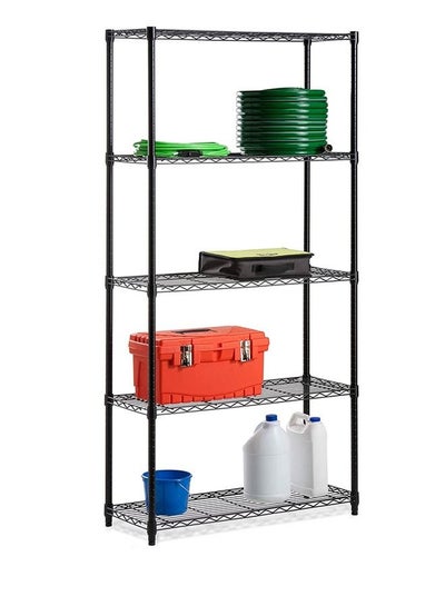 5-Tier Black Wire Metal Shelf Rack Storage Shelves for Kitchen Office ...