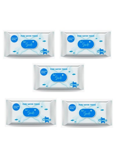 SmilePlus Pure Water Tissues 80's Pack of 5 price in UAE | Noon UAE ...