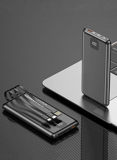 Power Bank USB C 10000mAh,Portable Charger with Built in Cable,PD & QC ...