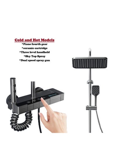 Piano Key Shower Faucet Set Black Shower System With LED Digital ...