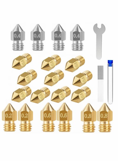26 PCS 3D Printer Nozzles Cleaning Kit, MK8 3D Printer Extruder Nozzles ...