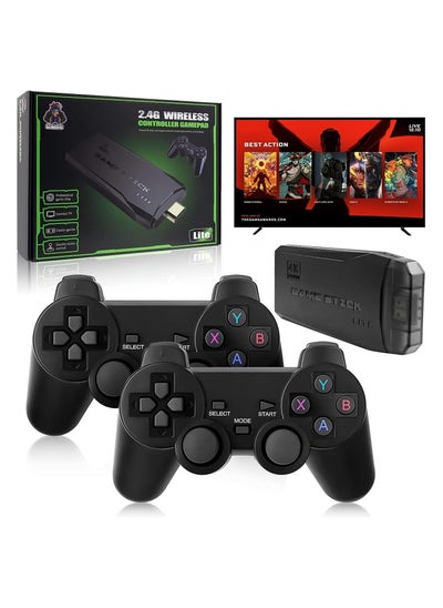 Integrated retro 4K game console with dual 2.4G wireless controllers, plug-and-play video game ...
