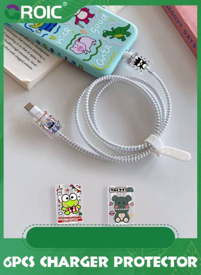 6 Pcs Cute Cable Protector for iPhone Charger, Anime Pattern 4 End ...
