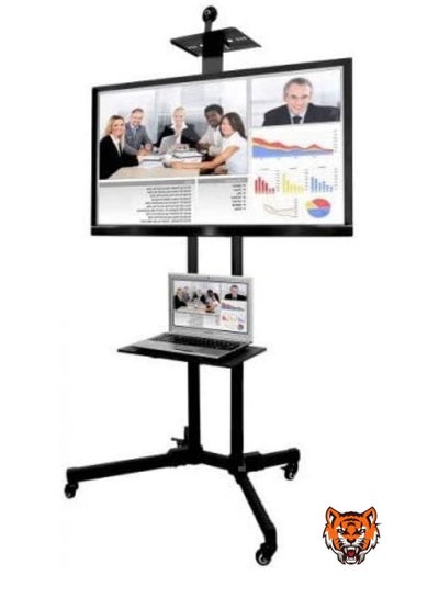 "Single Monitor Fully Adjustable Computer Desk TV Mount with Wheels ...
