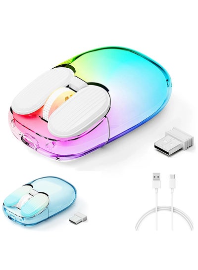 I069 2.4GHz Wireless Gaming Mouse,Portable Fully Transparent Mice,RGB ...