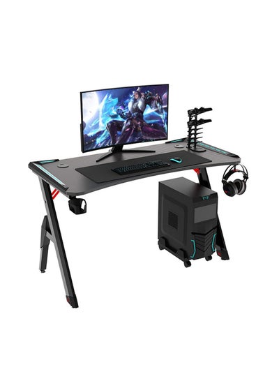 Gaming Table with Carbon Fiber Computer Desk with LED Lights RGB ...
