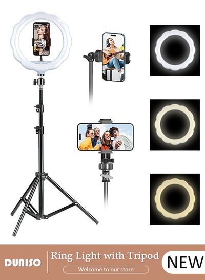 Selfie Ring Light with Extendable Floor Tripod and Phone Holder ...