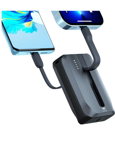 BRAVE 10000mAh Power Bank with LED Display Built-in 2 Output Cable ...