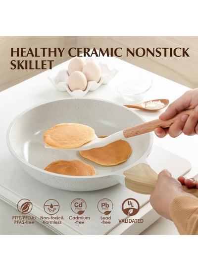SENSARTE Nonstick Ceramic Frying Pan Skillet with Lid, 8 Inch Omelet Pan, Healthy Non Toxic Chef ...