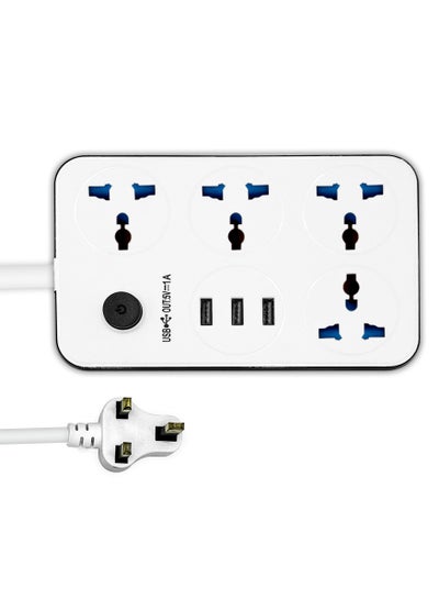 5 Meter Universal Power Extension Cord with 4 Power Sockets and 3 USB ...