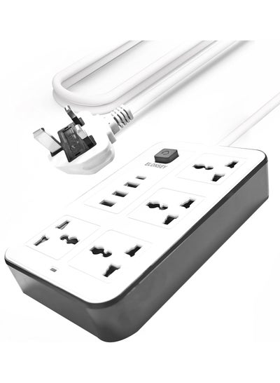 Universal Power Extension Cord with 4 Power Sockets and 3 USB Slots 4 ...