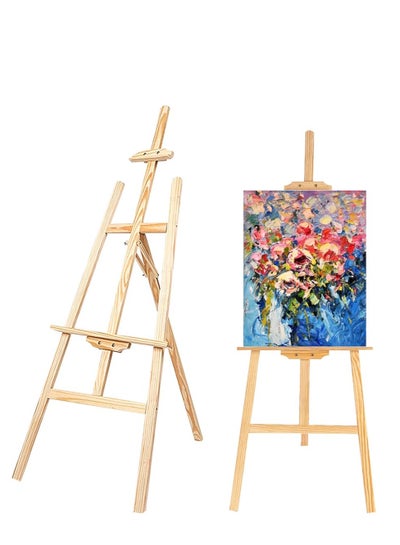 1.75m Adjustable Wood Easel Stand - Sturdy Pinewood Art Display with ...