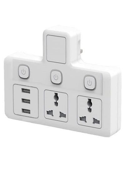 Multi-Plug Power Extension Socket 2500W Wall Plug Adapter With 3 USB-A ...