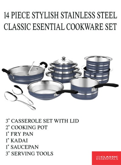 Classic Essentials 14 piece stainless steel cookware set induction and ...