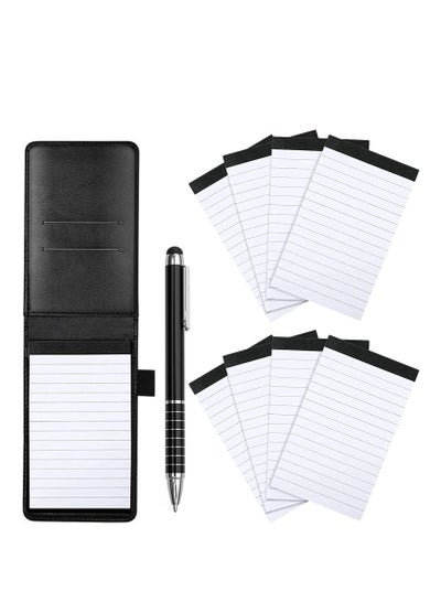 Mini Pocket Notepad Set - 14x9 cm Notepad Holder with Metal Pen and 50 ...