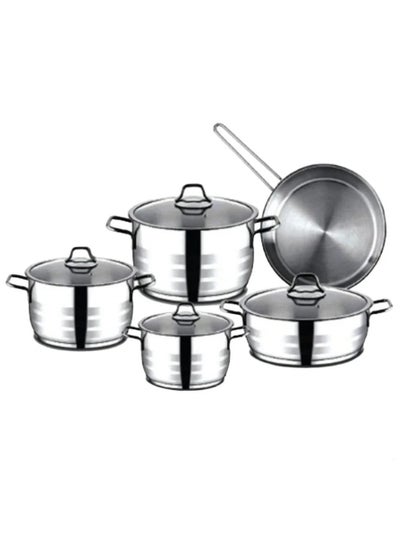 Luxury Turkish 9 Pieces Steel Cookware Set with Glass Lid 18/10 price ...