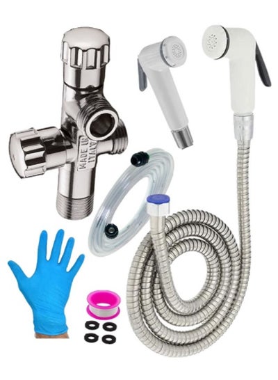 Shattaf for bathroom, including a 10-meter hose, with a corner valve, 2 ...