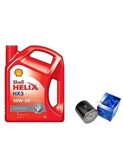 سعر Bundle Of Shell Helix hx3 Red 20W-50, Motor Oil 4 Liter and Oil ...