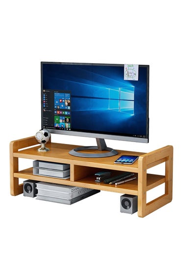 Monitor Stand Riser 2 Tier Computer Monitor Stand Bamboo Desktop Stand ...