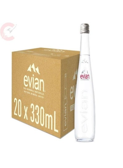 Evian Natural Mineral Water Still 330ml × 20 Glass Bottles | Premium ...