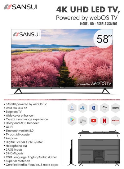 SANSUI 58" WebOS powered 4K Edgeless UHD LED SMART TV with ThinQ AI ...