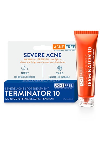 Terminator 10 Acne Spot Treatment with 10% Benzoyl Peroxide Acne Cream ...