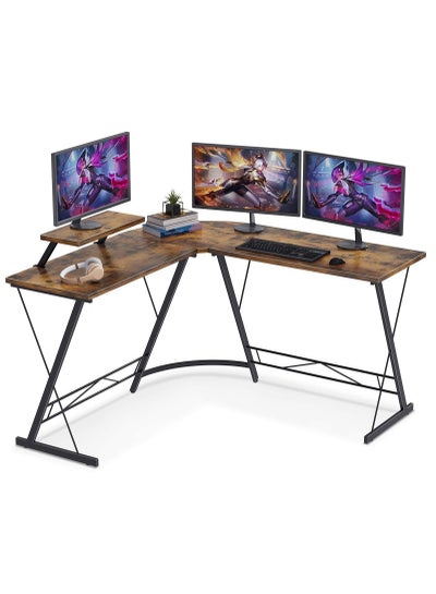 L-Shaped Gaming Desk, Home Office Desk With Round Corner and Shelf ...