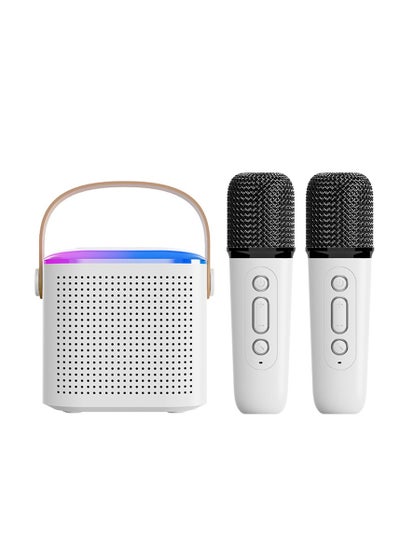 Portable Bluetooth Speaker with 2 Wireless Microphone with Led Lights ...