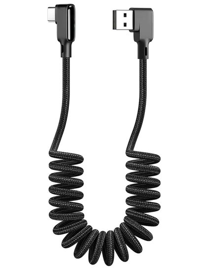 USB C Cable, 90 Degree Coiled USB A To C Charging Cable, Scalable ...