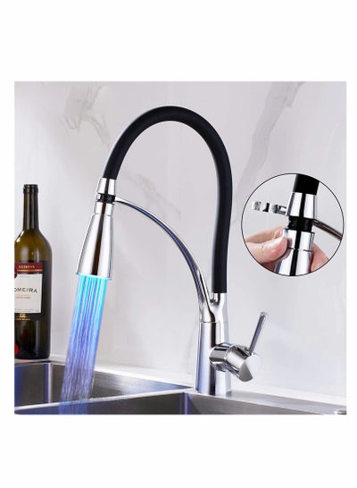 LED Kitchen Sink Mixer Tap, Pull Down Spray 360 Degree Rotation Spout ...