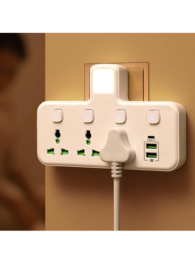 Multi Plug Extension Socket Adapter with Night Light, Universal ...
