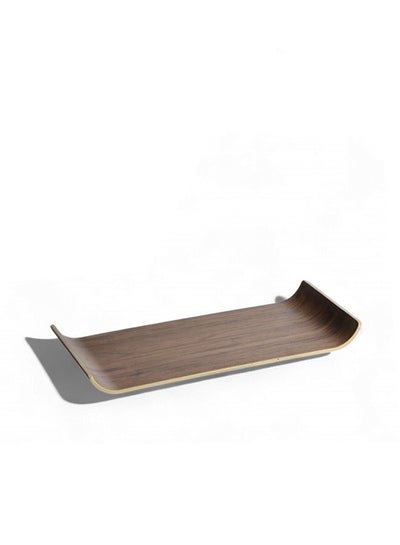 Rectangular Natrual Walnut Wood Veneer Serving Tray Dark Brown 34X15CM ...